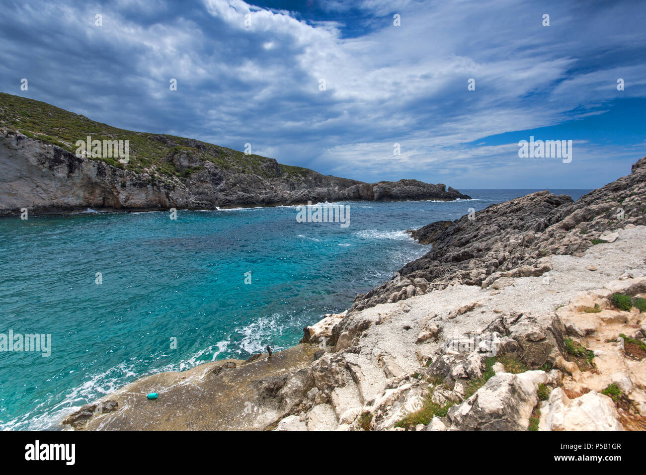 Amazing Panorama of Limnionas beach bay at Zakynthos island, Greece ...