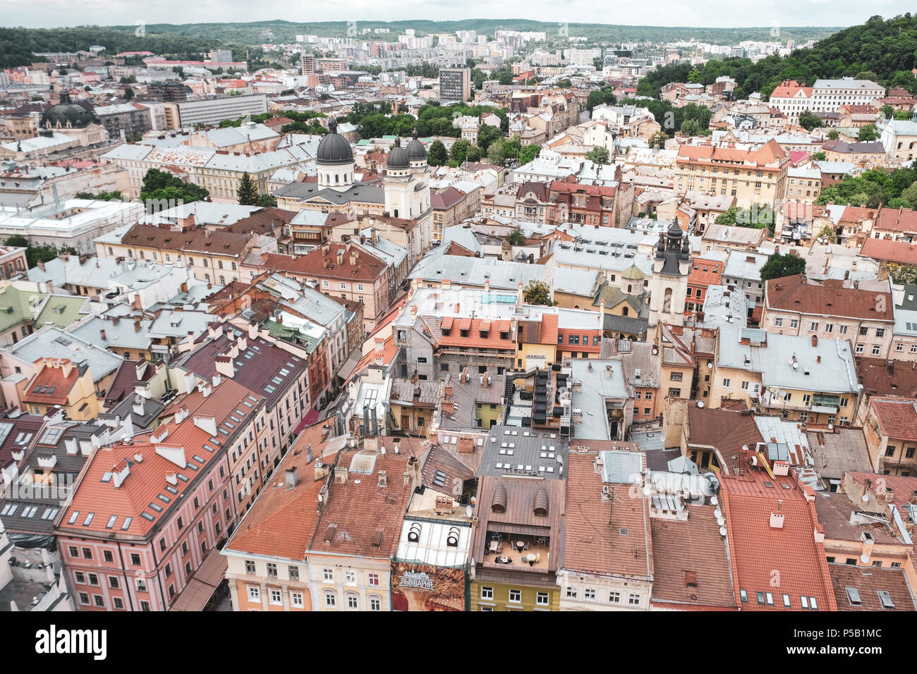 Lviv Ukraine, June 26th 2018. Landscape of Lviv from the top of the ...