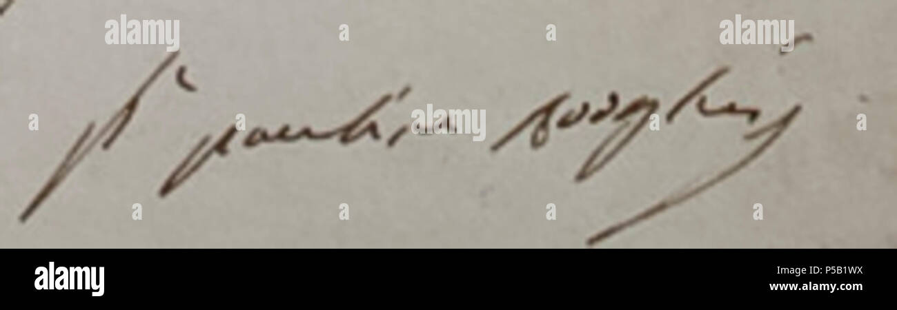 1821 signature of Pauline Bonaparte to the Duchess of Hamilton signing ...