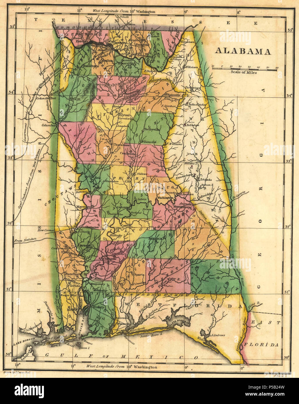 1822 Map of Alabama counties.JPG Stock Photo - Alamy