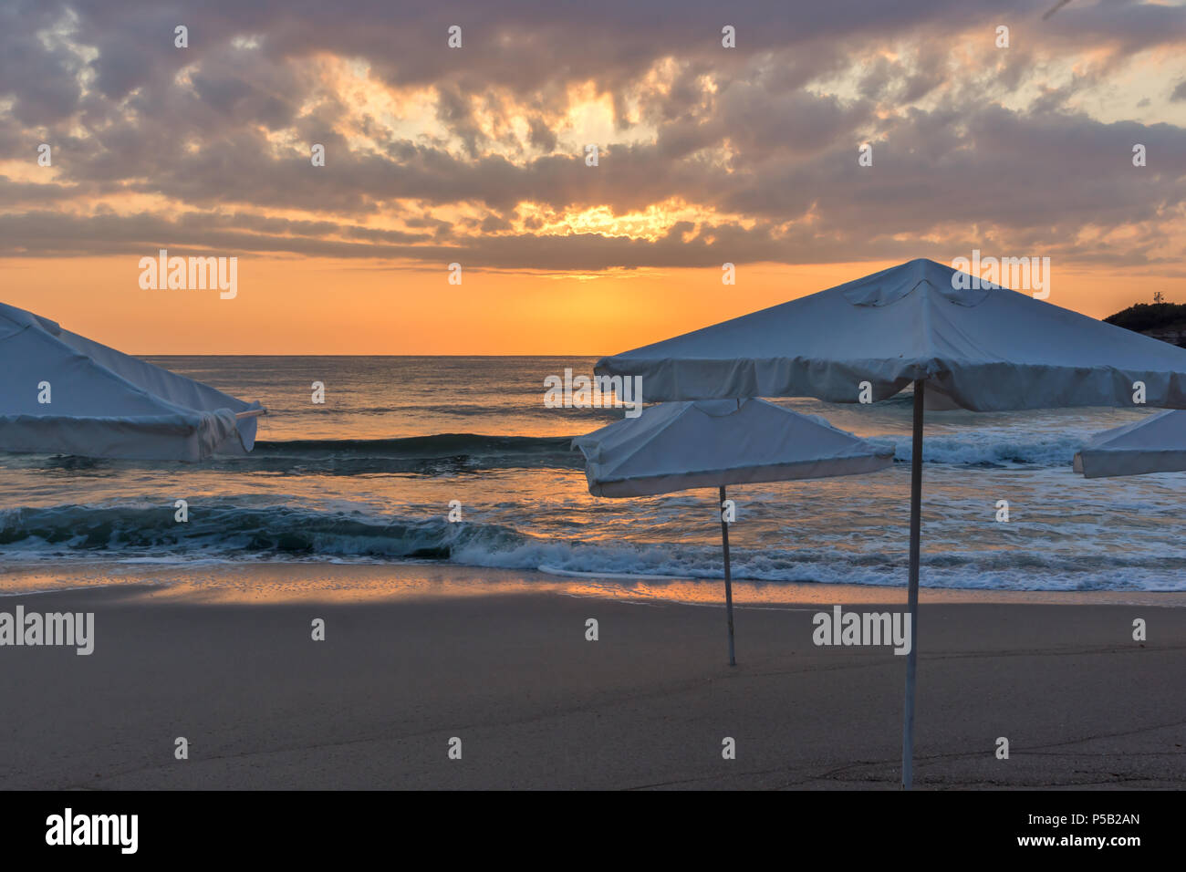 Amazing Sunrise from Beach of town of Tsarevo, Burgas Region, Bulgaria ...