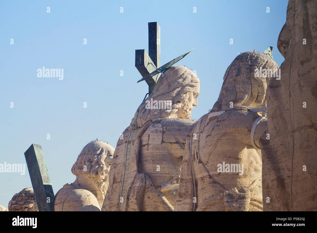 Statues on top of St Peter's Basilica in Rome including Christ the ...