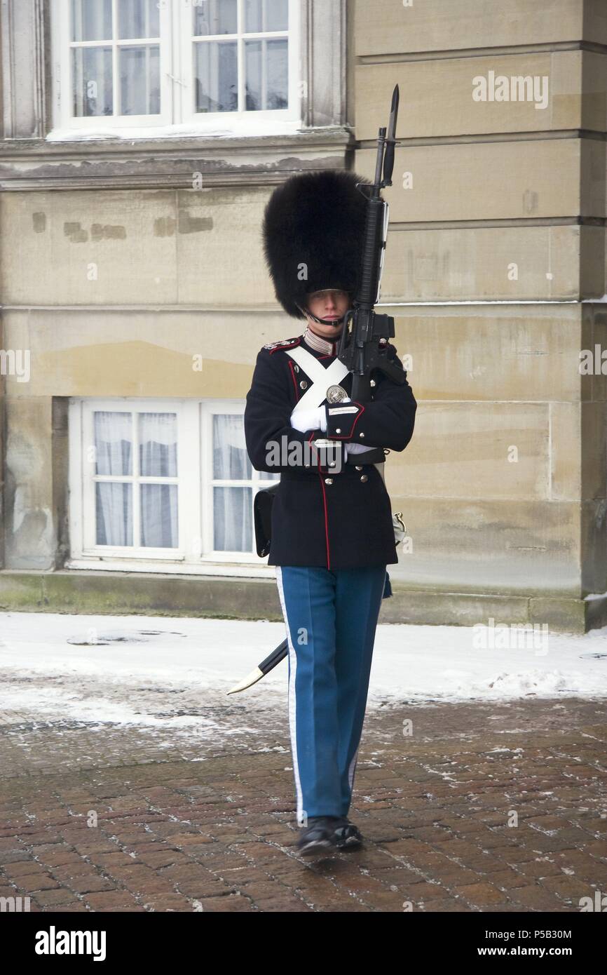 Danish Royal Guard at Amalienborg royal palace Stock Photo - Alamy