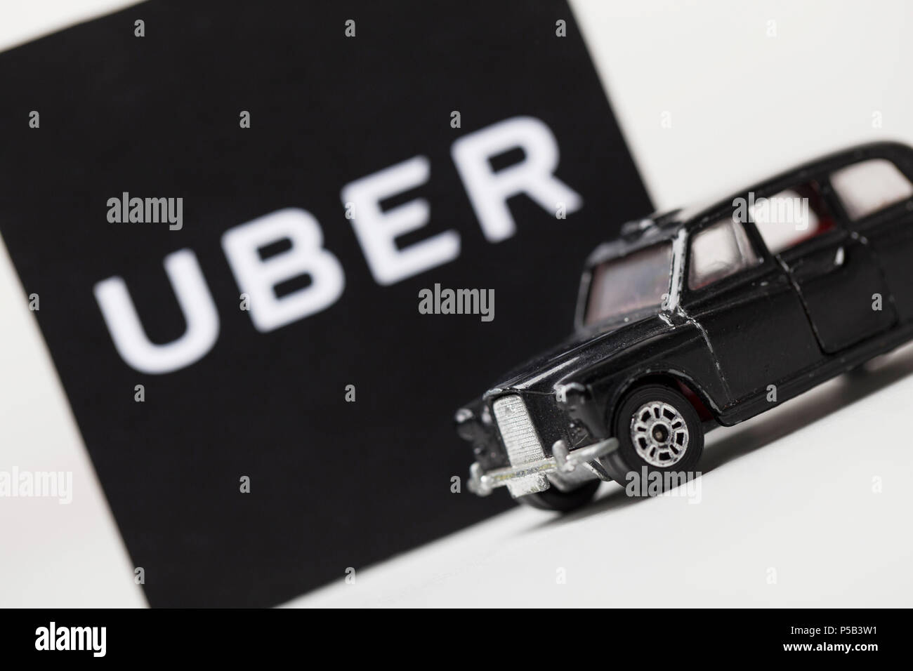 London, UK - MARCH 23rd 2017: A photograph of the Uber logo with a ...