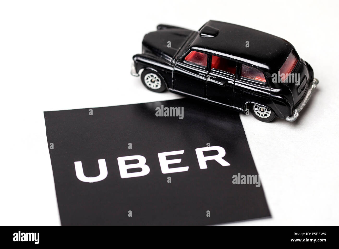 London, UK - MARCH 23rd 2017: A photograph of the Uber logo with a ...