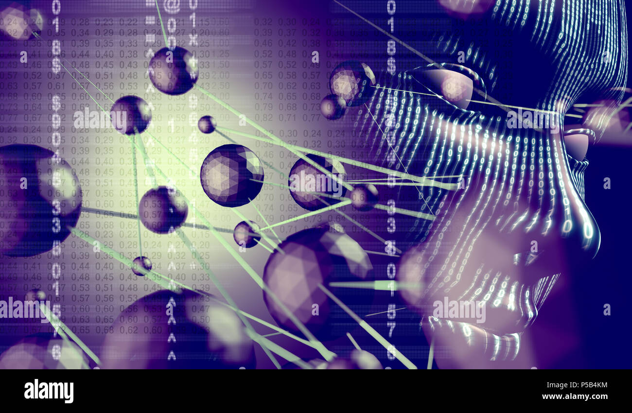 Technology and internet concept.Face and network abstract background ...