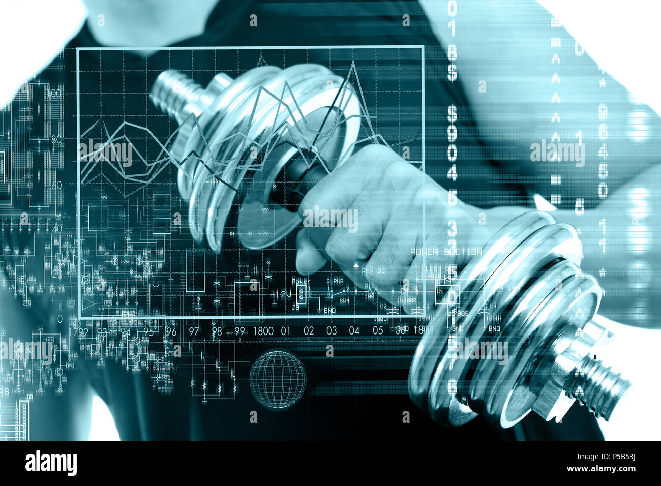 Sport and biometric studies.Technology and healthy science Stock Photo ...