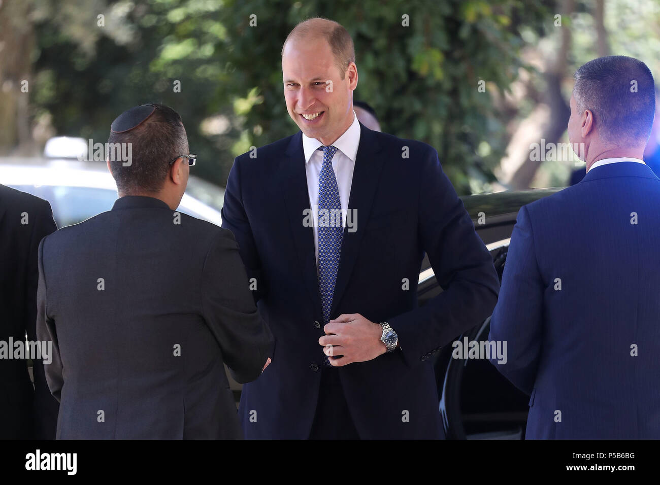 The Duke of Cambridge arrives for his audience with Israeli President Reuven Rivlin at his ...