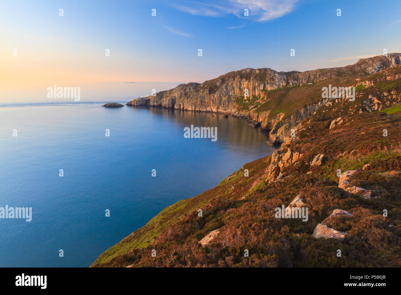 Gogarth Bay and North Stack, at dusk, Anglesey, Wales Stock Photo - Alamy