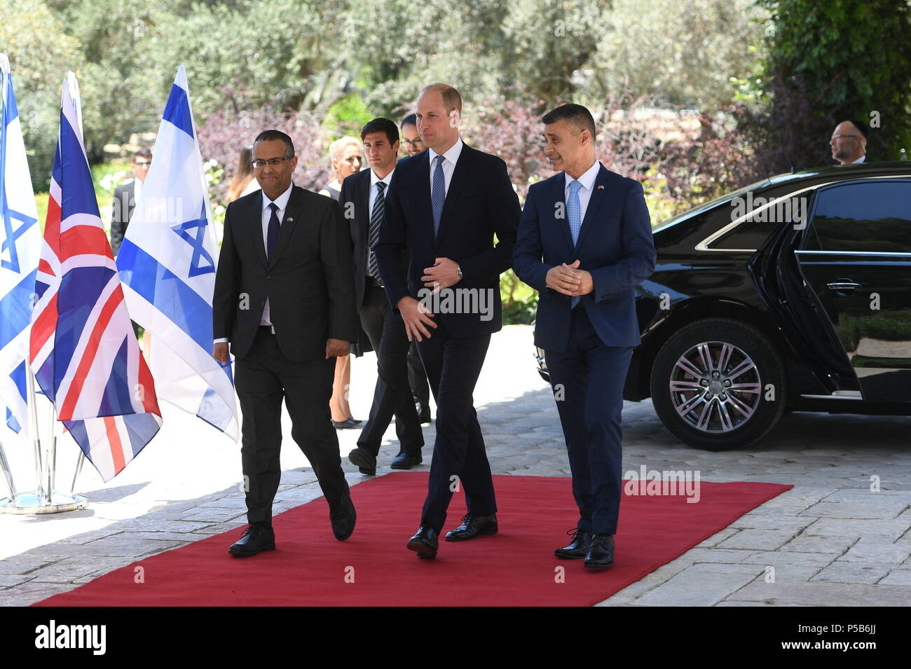 The Duke of Cambridge arrives for his audience with Israeli President Reuven Rivlin at his ...