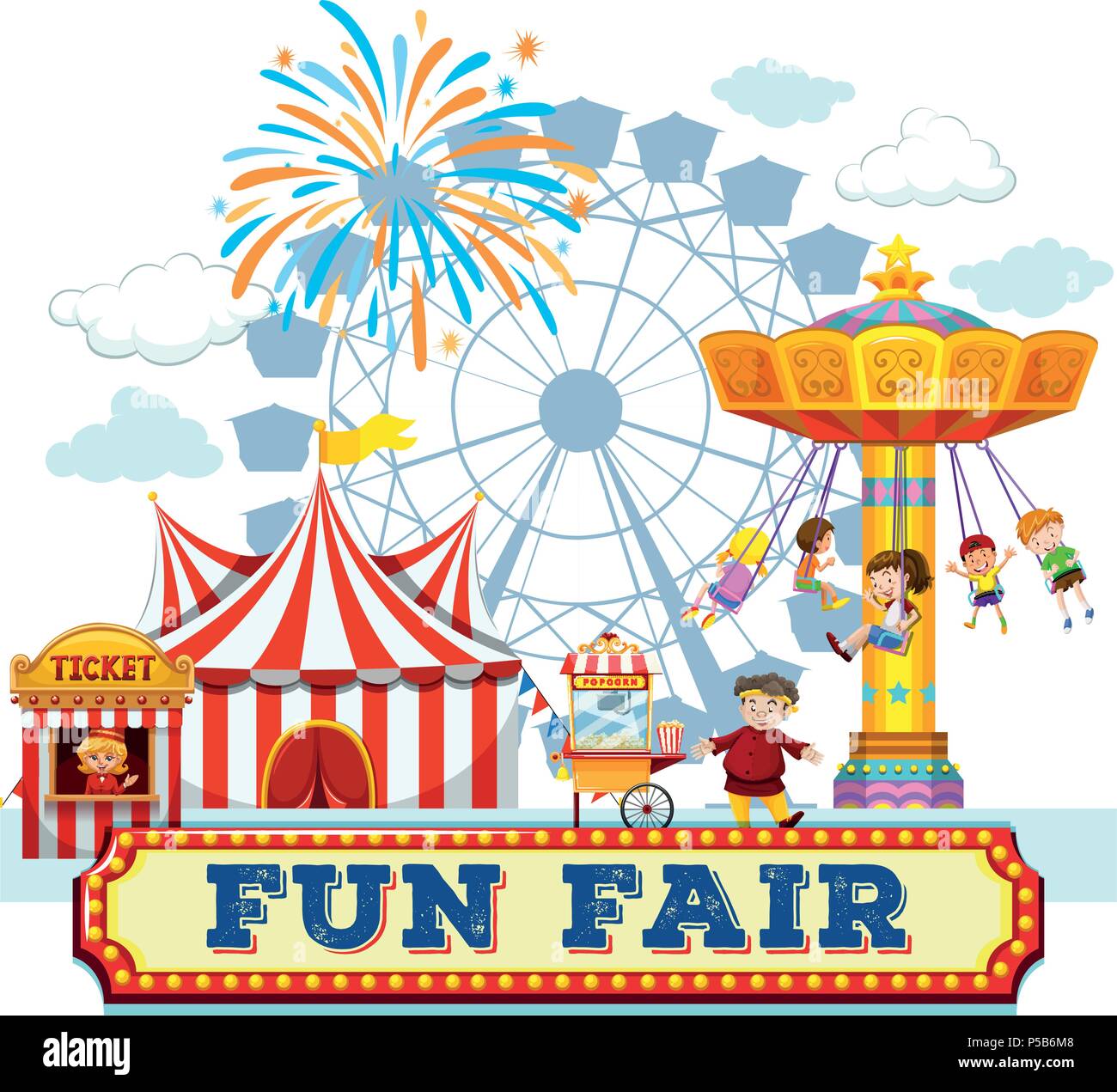 A Fun Fair and Rides illustration Stock Vector Image & Art - Alamy