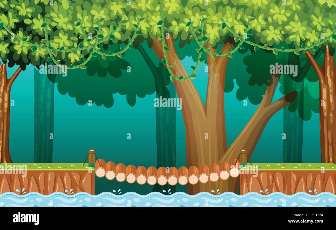 Outdoor wooden bridge Stock Vector Images - Alamy