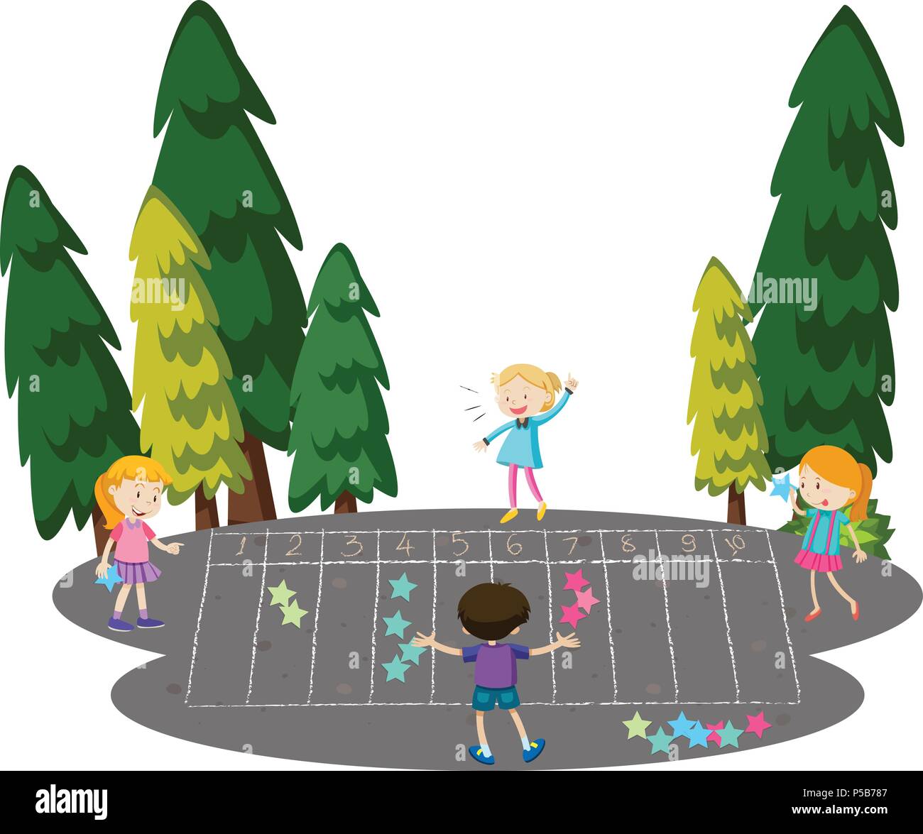 Children Play Math Game at Park illustration Stock Vector Image & Art ...