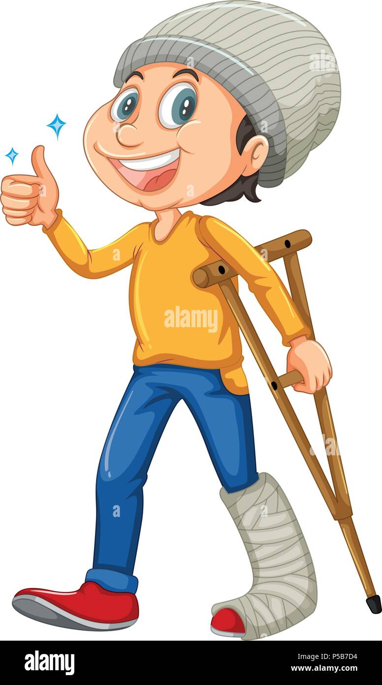 A Young Man with Broken Leg illustration Stock Vector Image & Art - Alamy