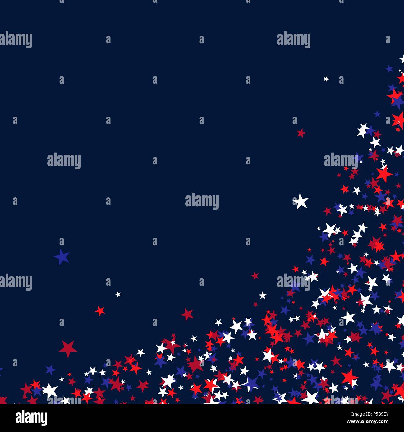 Red, blue and white stars in the bottom right corner, national USA flag ...