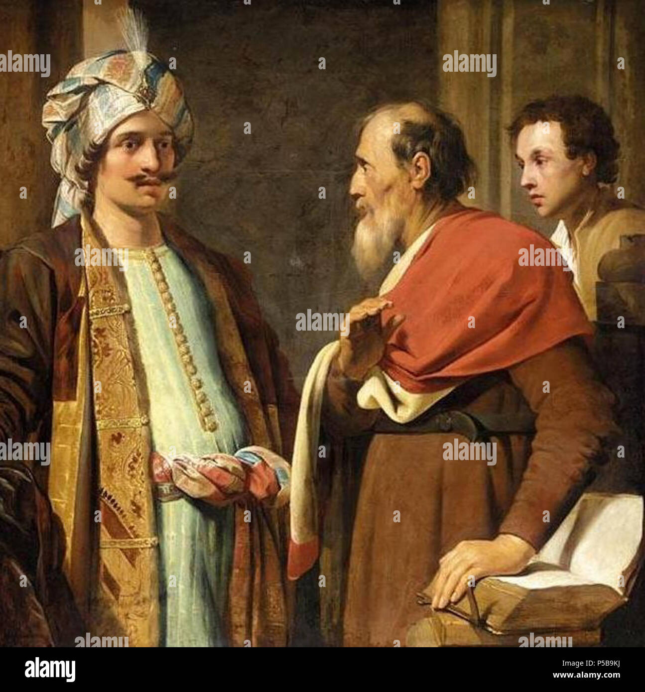 English: Elisha (right) Refusing Gifts from Naaman (detail) 1630. N/A ...