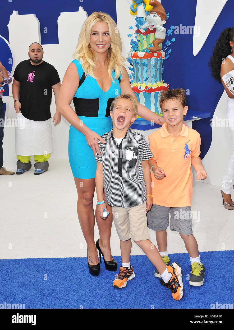 Britney Spears, Jayden James Federline, Sean Federline at the Smurfs 2 ...
