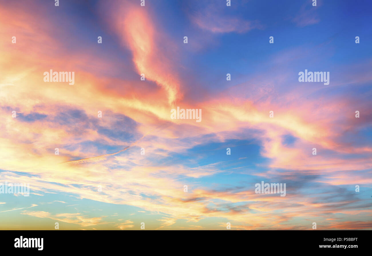 Red - blue sky at sunset Stock Photo - Alamy