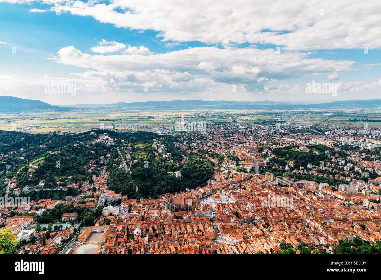 Aerial View Of Brasov City In Romania Stock Photo - Alamy