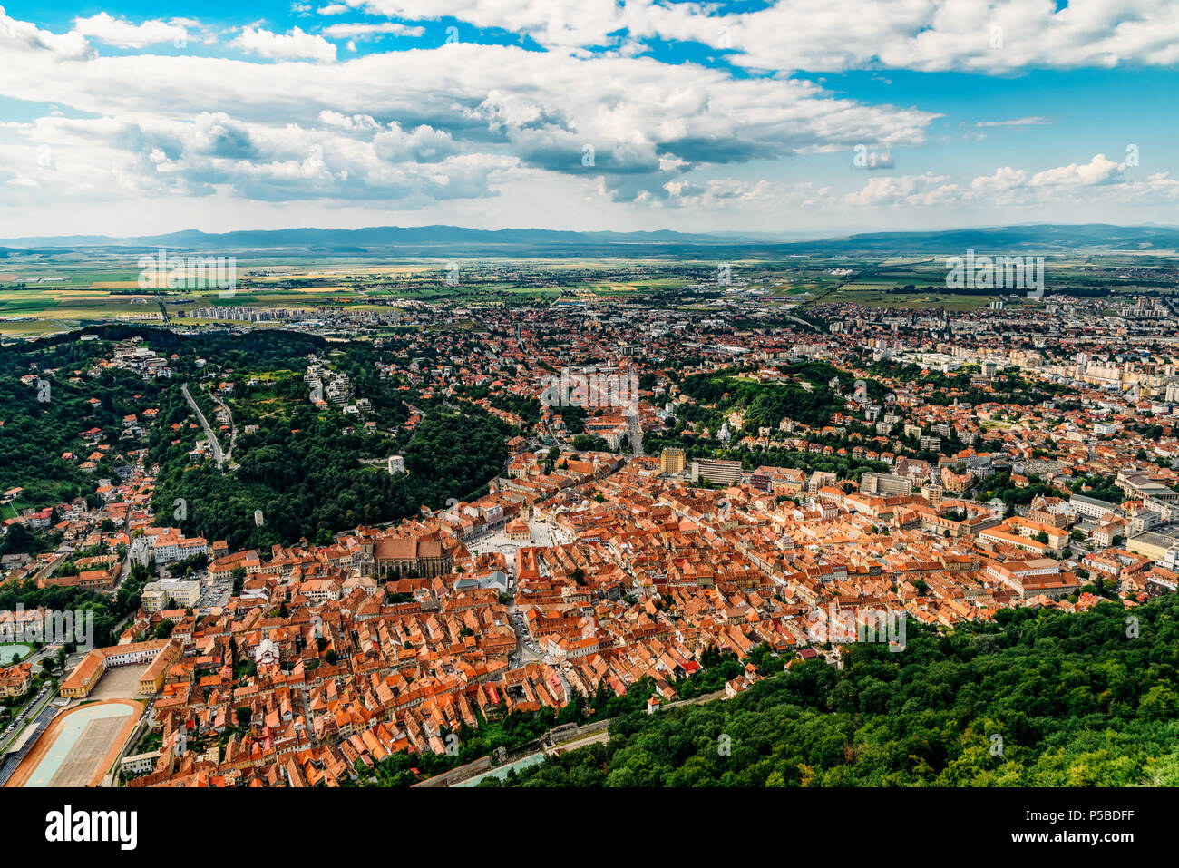Aerial View Of Brasov City In Romania Stock Photo - Alamy