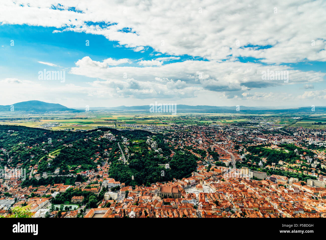 Aerial View Of Brasov City In Romania Stock Photo - Alamy