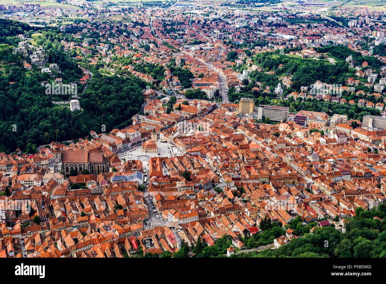 Aerial View Of Brasov City In Romania Stock Photo - Alamy