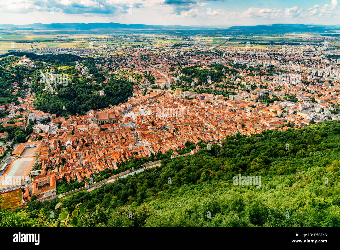 Aerial View Of Brasov City In Romania Stock Photo - Alamy