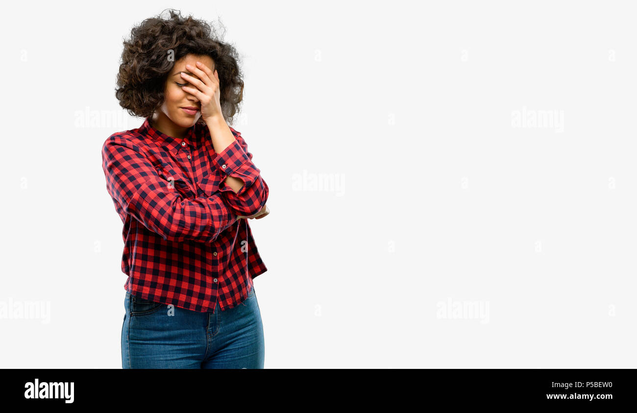 Woman hands on head sad Cut Out Stock Images & Pictures - Alamy