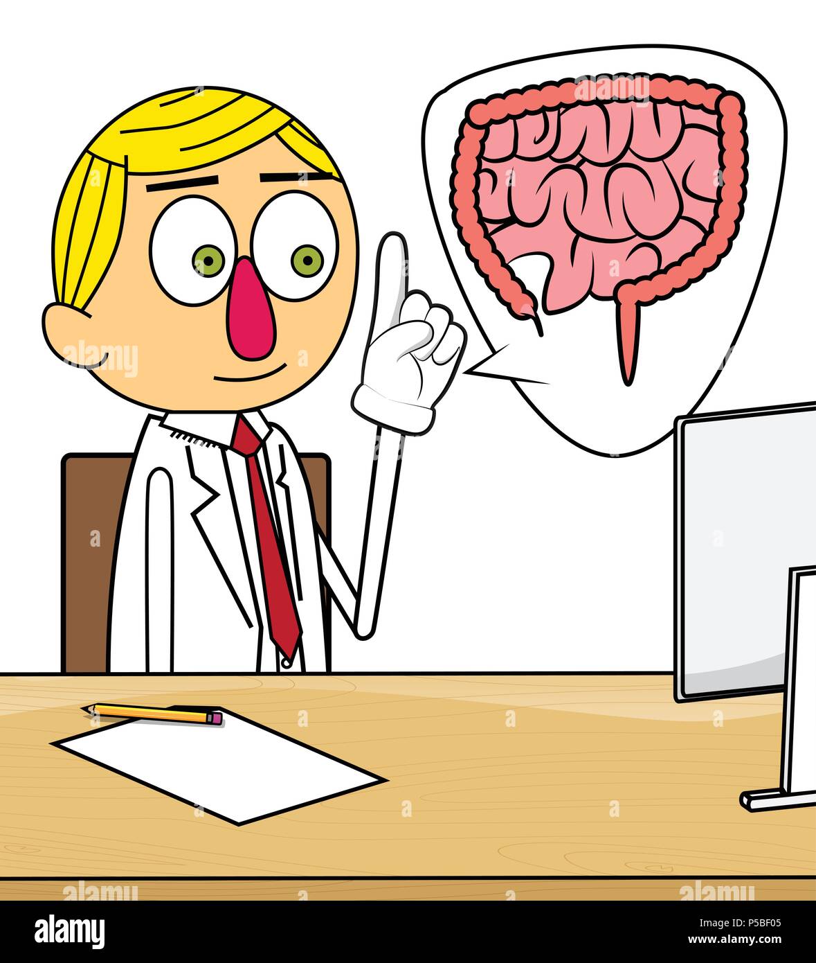 Doctor explaining the intestine. Vector cartoon character, health ...