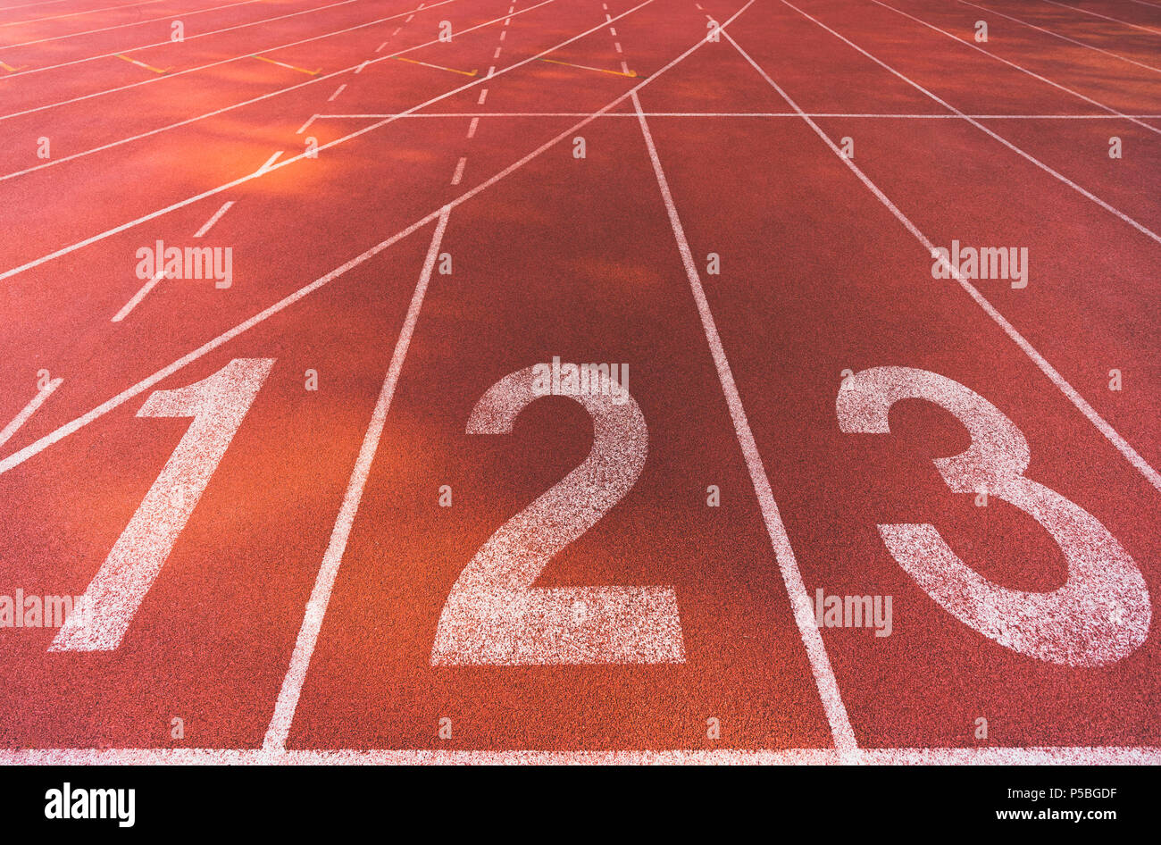 Starting line position of running track background texture, lane number ...