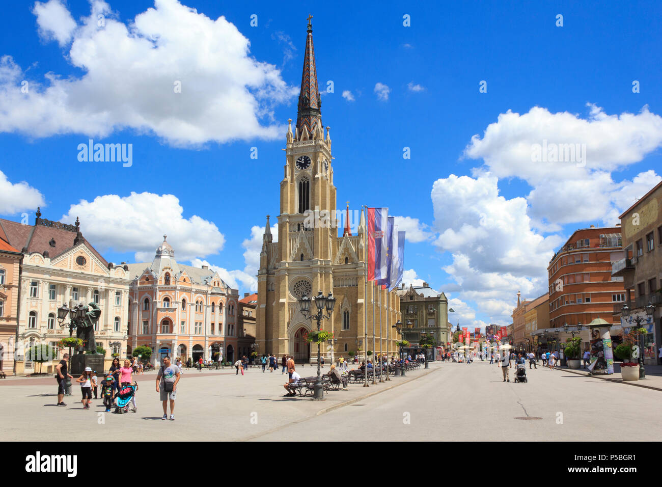 Landscape of Novi Sad center with a big Cathedral Stock Photo - Alamy