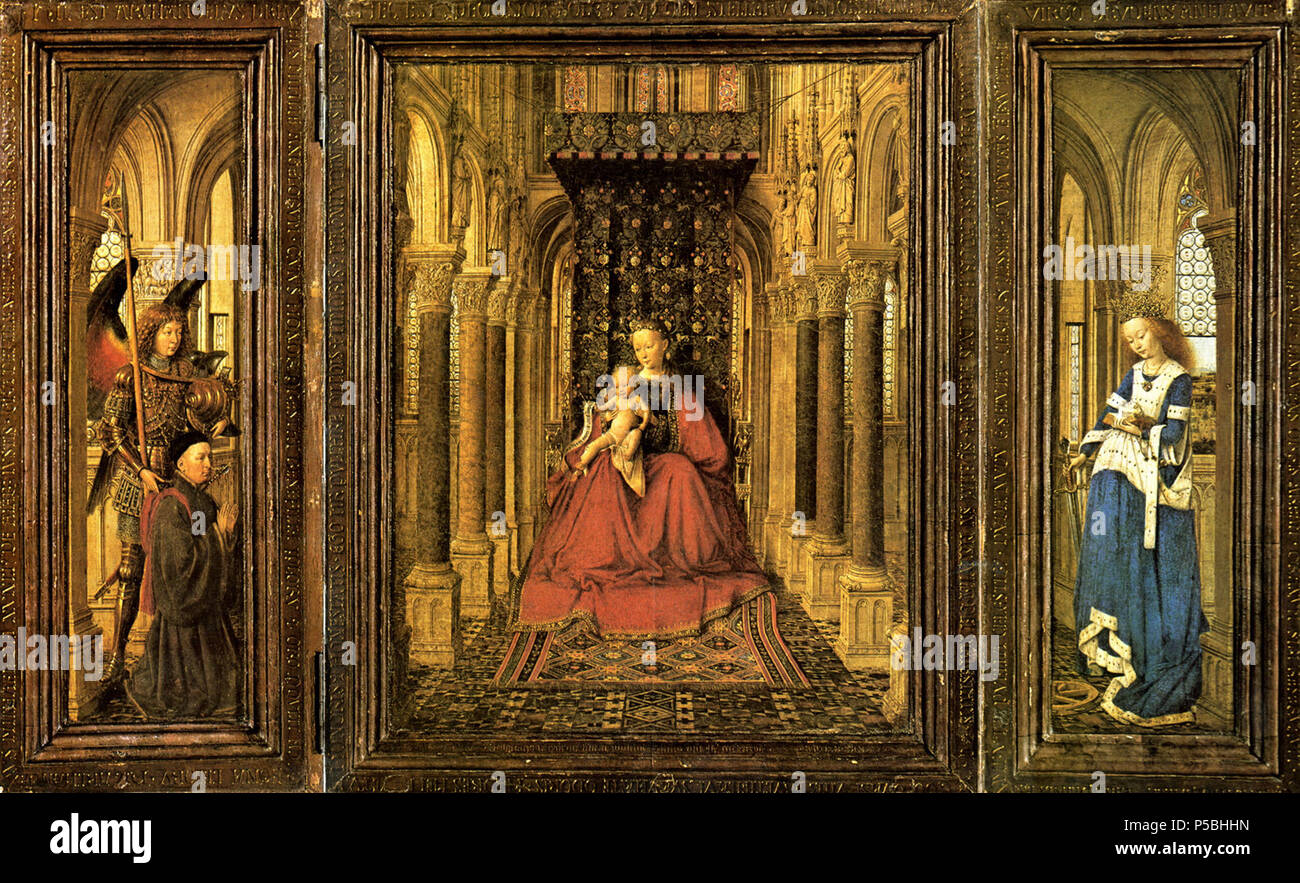 Deutsch: Kleiner Marienaltar, sog. 'Dresdner Triptychon'. Auf der Rückseite der beiden Flügel ...