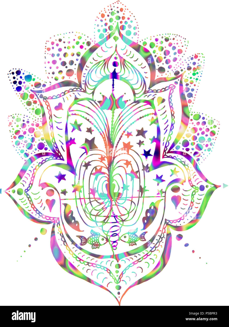 Rainbow color hamsa digital drawing Stock Photo - Alamy