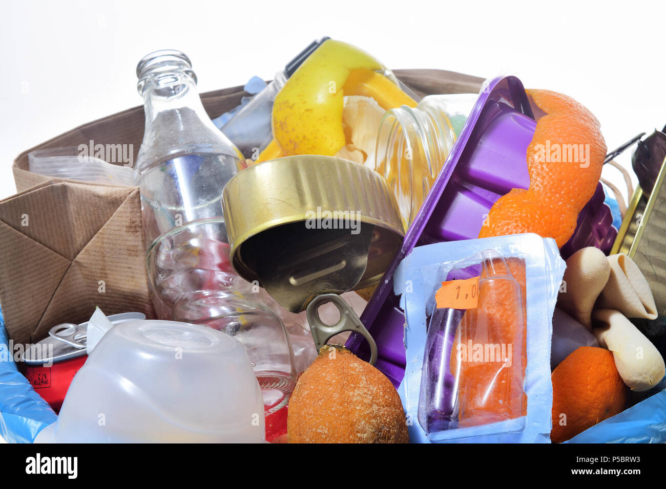 a garbage can on white background Stock Photo - Alamy