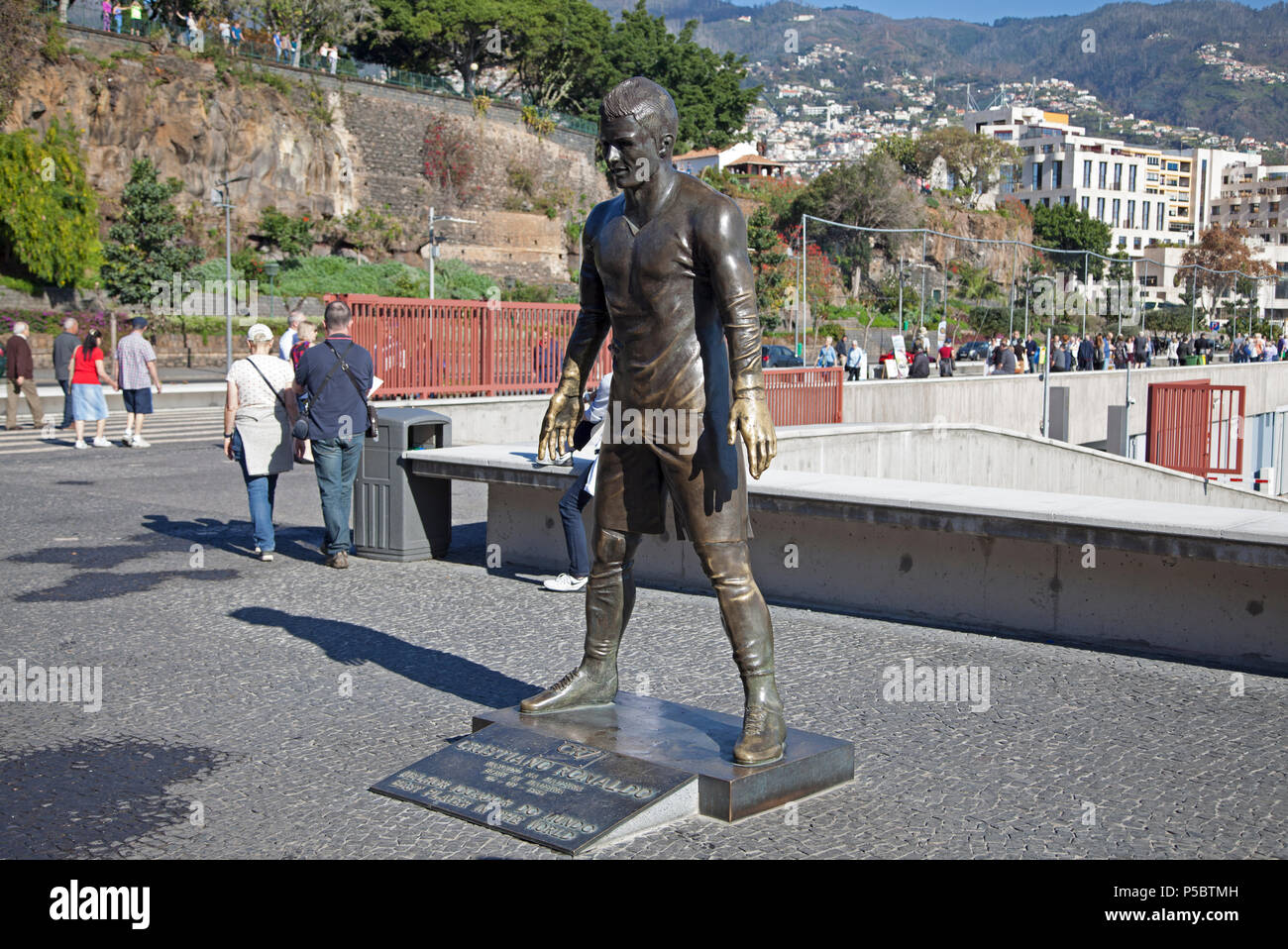Bronze statue of Christiano Ronaldo outsde the CR7 Museum in Funchal ...