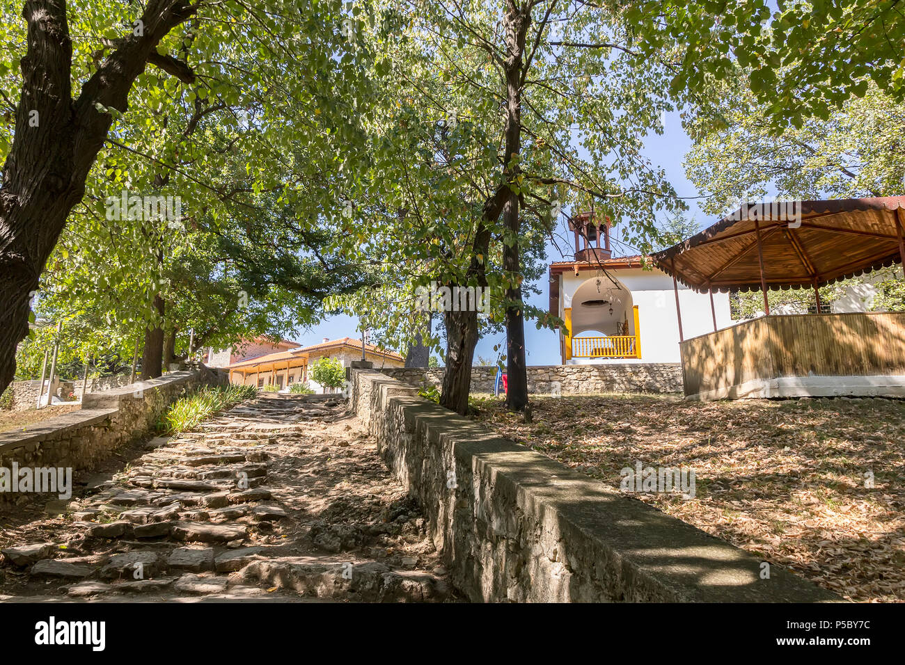 The courtyard of a monastery of Saint Athanasius, Bulgaria. The oldest ...