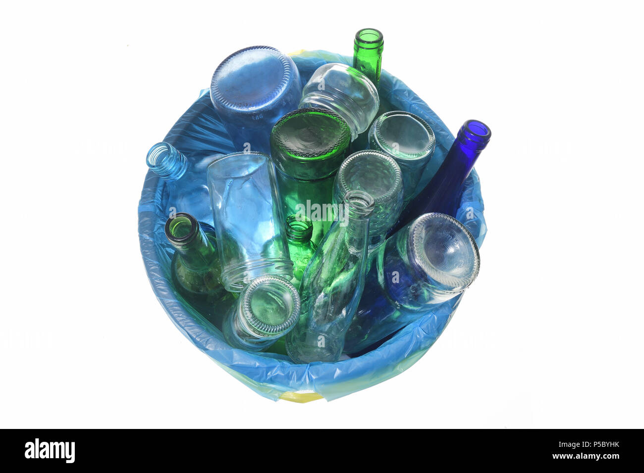 top view of recycling glass on white Stock Photo - Alamy