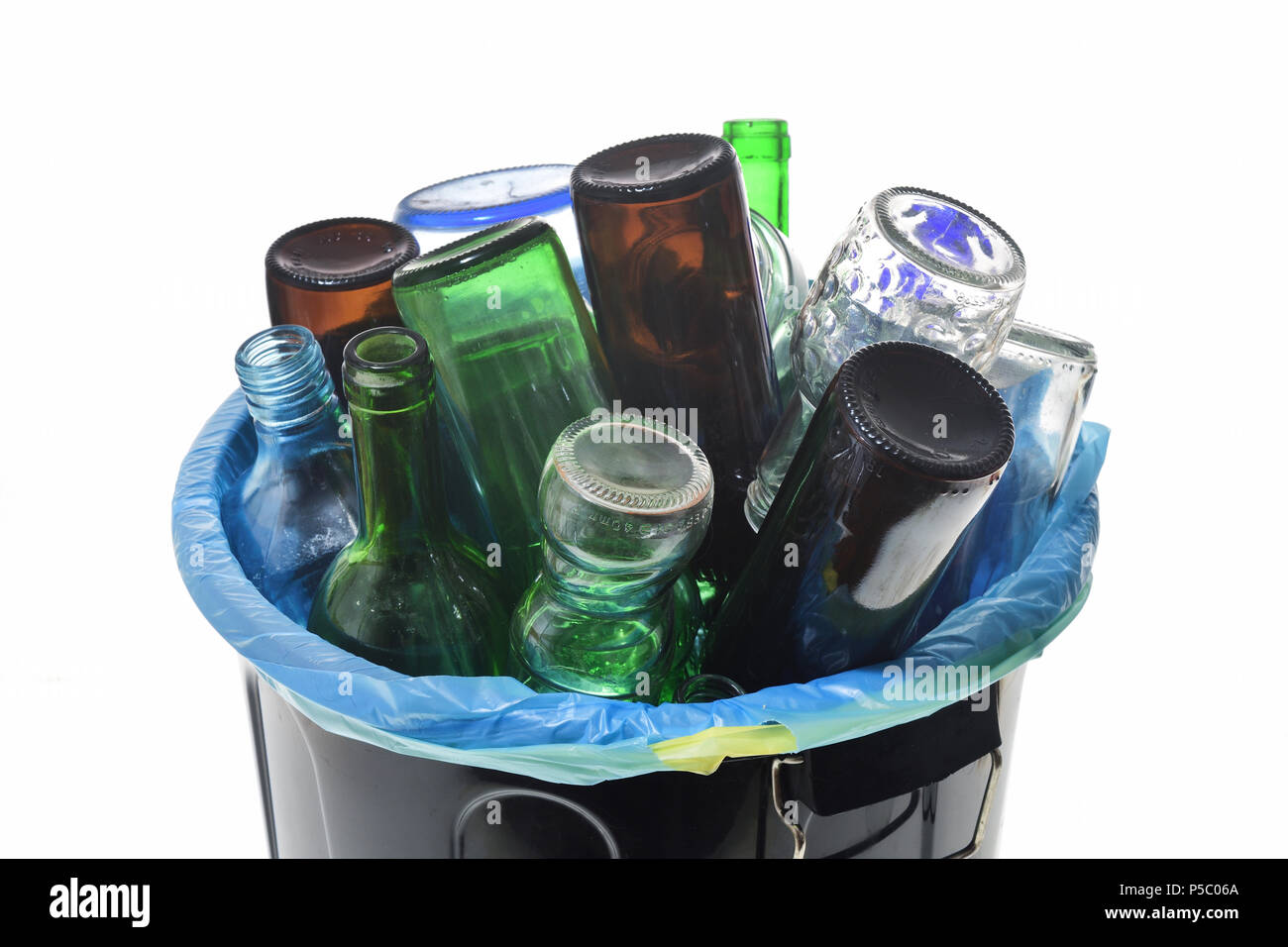 top view of recycling glass on white Stock Photo - Alamy