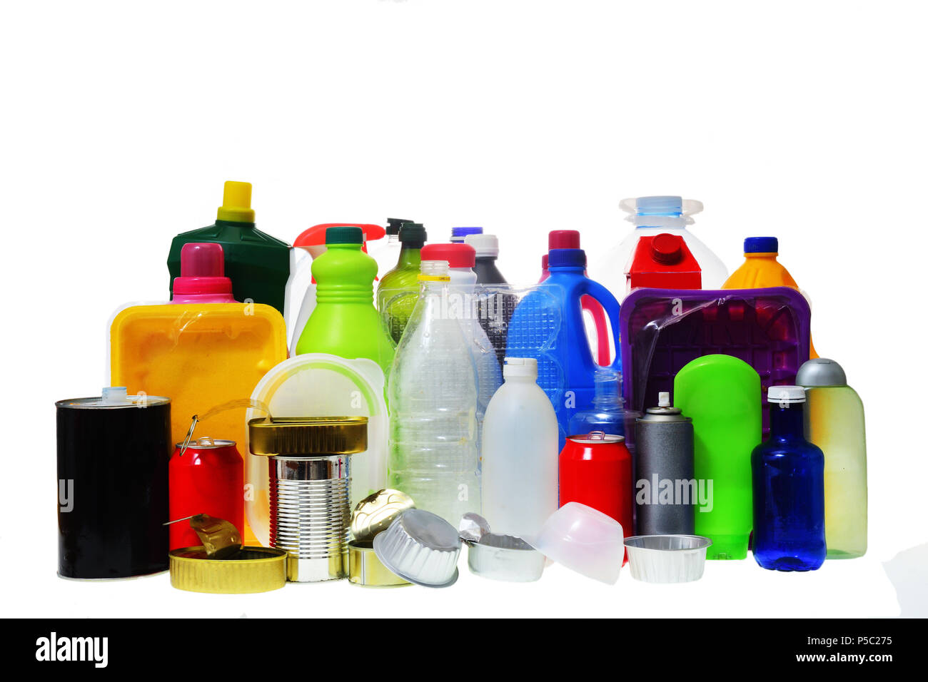group of plastic and metal containers Stock Photo - Alamy