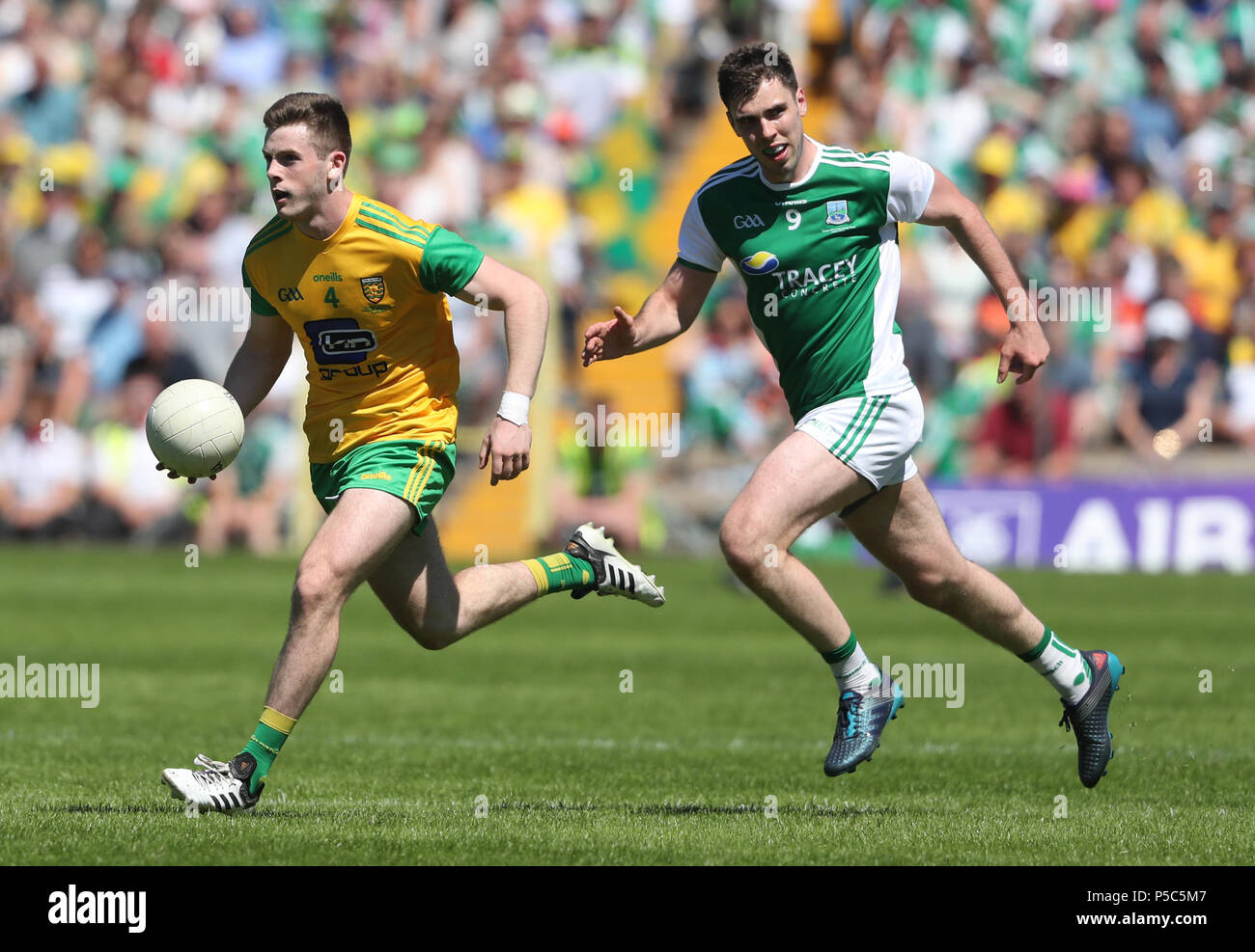 Donegal Eoghan Ban Gallagher and Fermanagh's Ryan Jones during the GAA ...