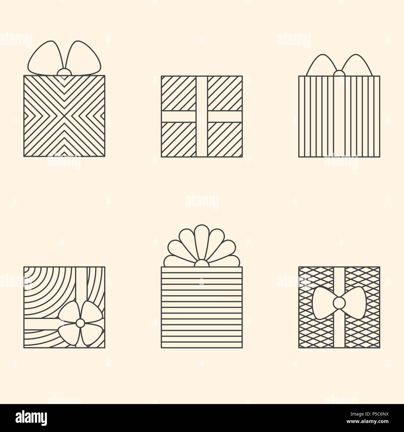 Set of minimalistic linear gift boxes Stock Vector Image & Art - Alamy