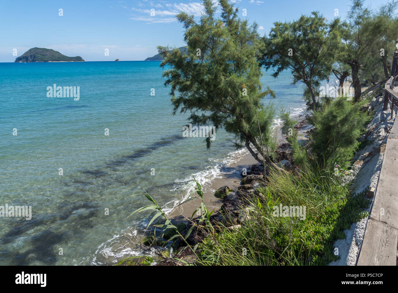 Amazing panorama of Koukla beach, Zakynthos island, Greece Stock Photo ...