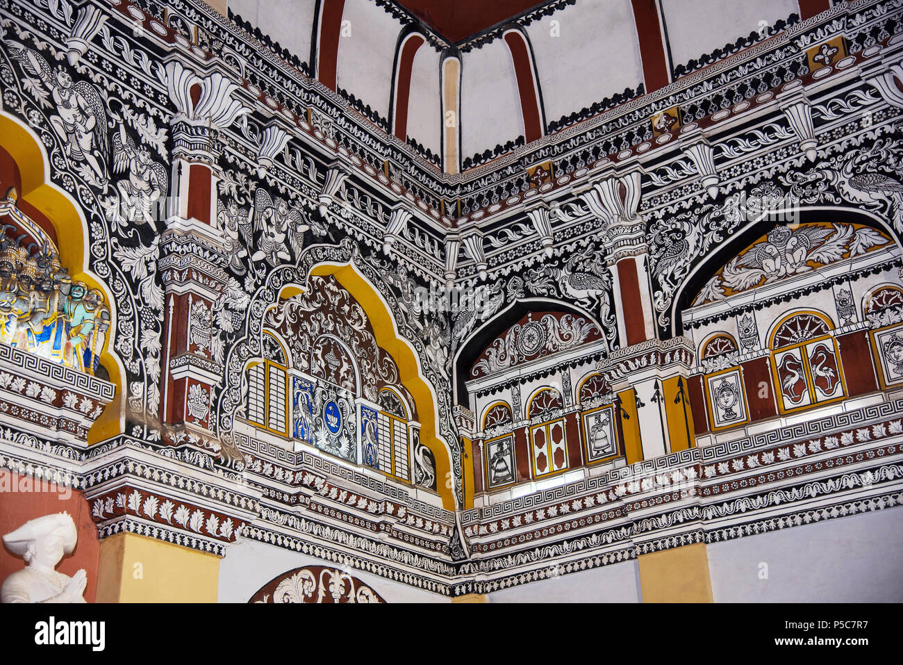 Colourful paintings on the ceiling wall of the Tamil University Museum ...