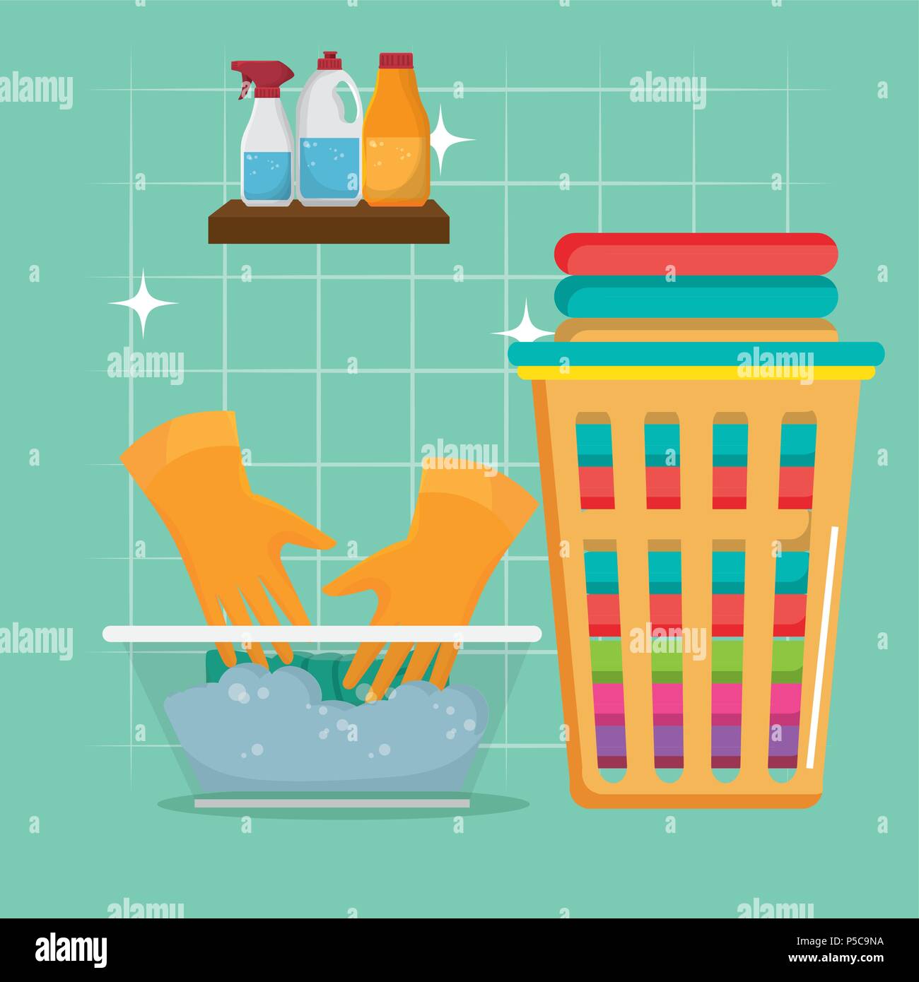 laundry service set products vector illustration design Stock Vector ...