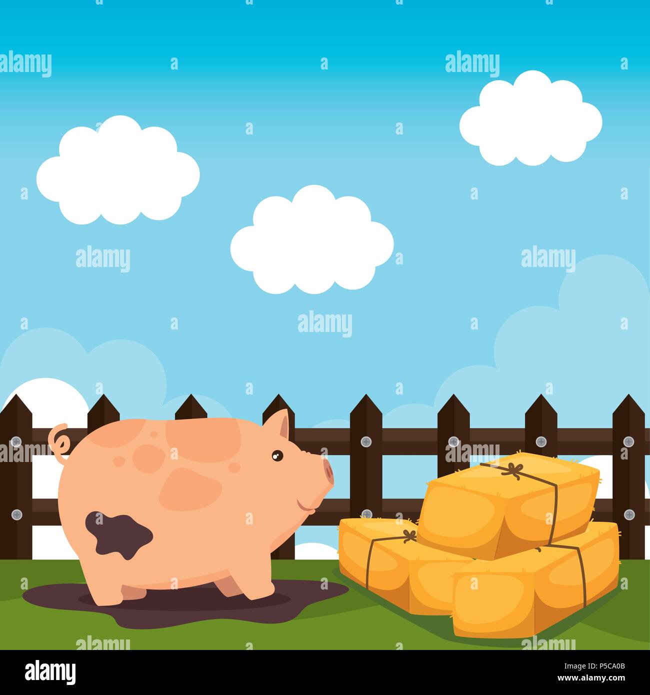 pigs in the farm scene Stock Vector Image & Art - Alamy