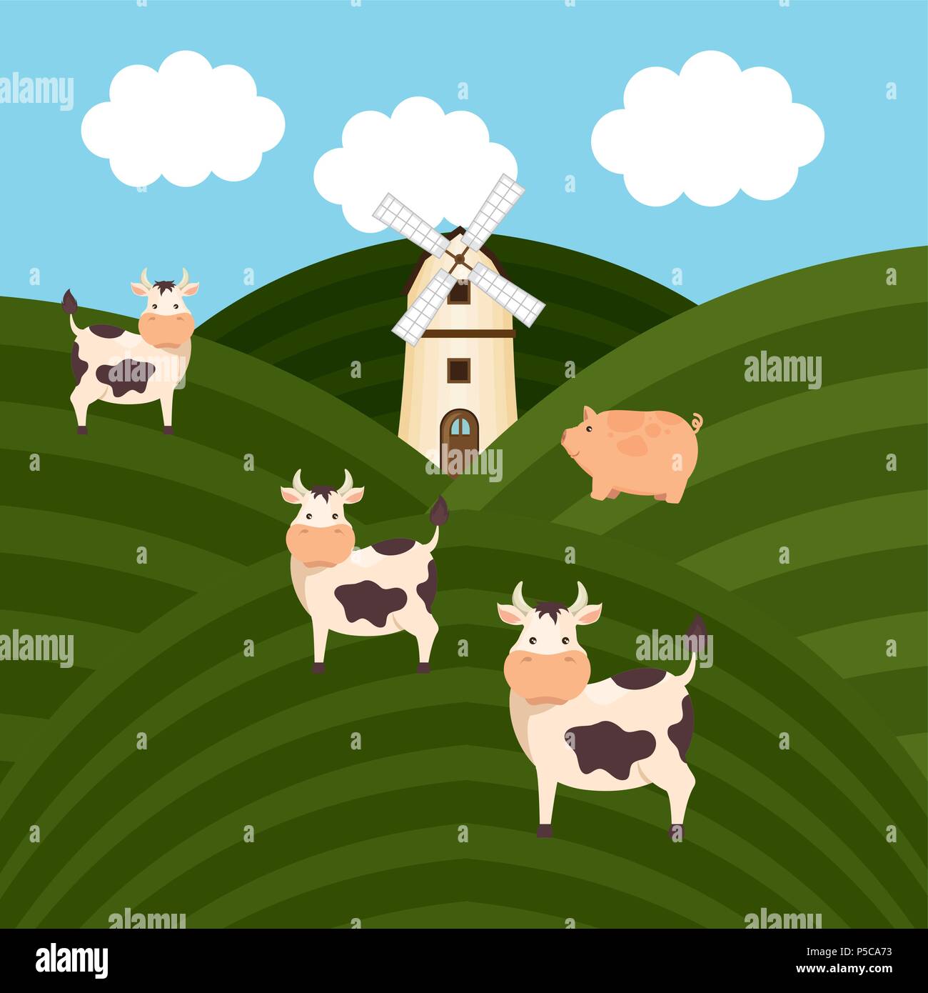Windmill cows Stock Vector Images - Alamy