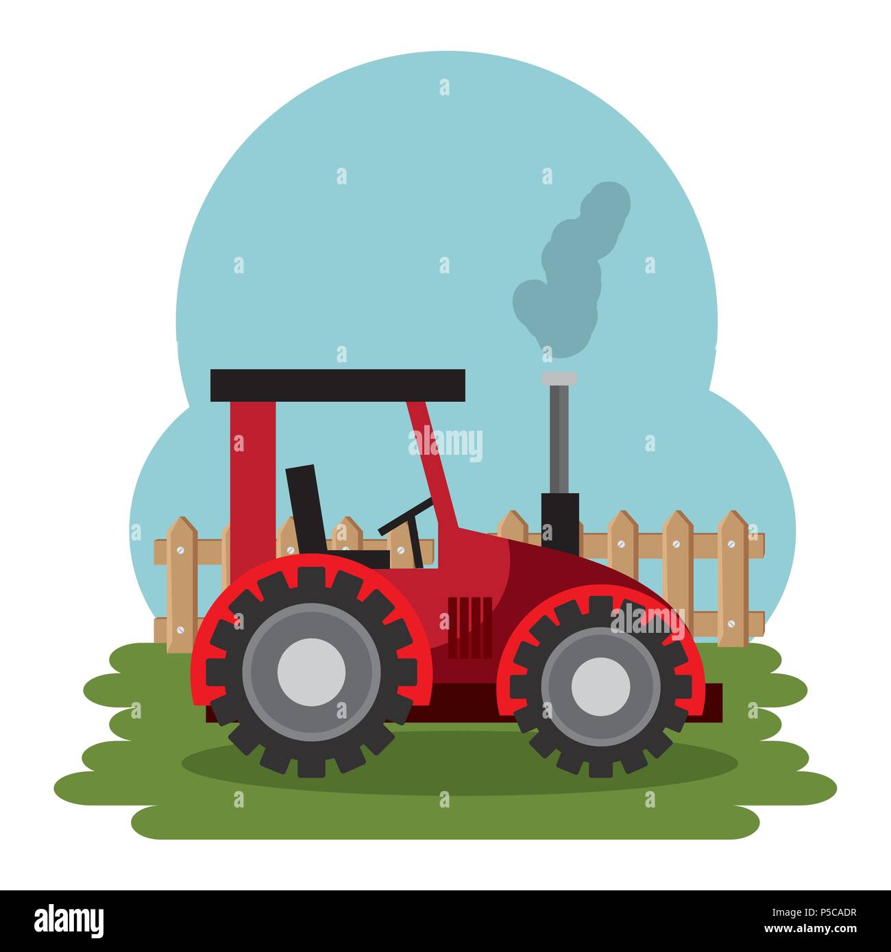 tractor in the farm scene Stock Vector Image & Art - Alamy
