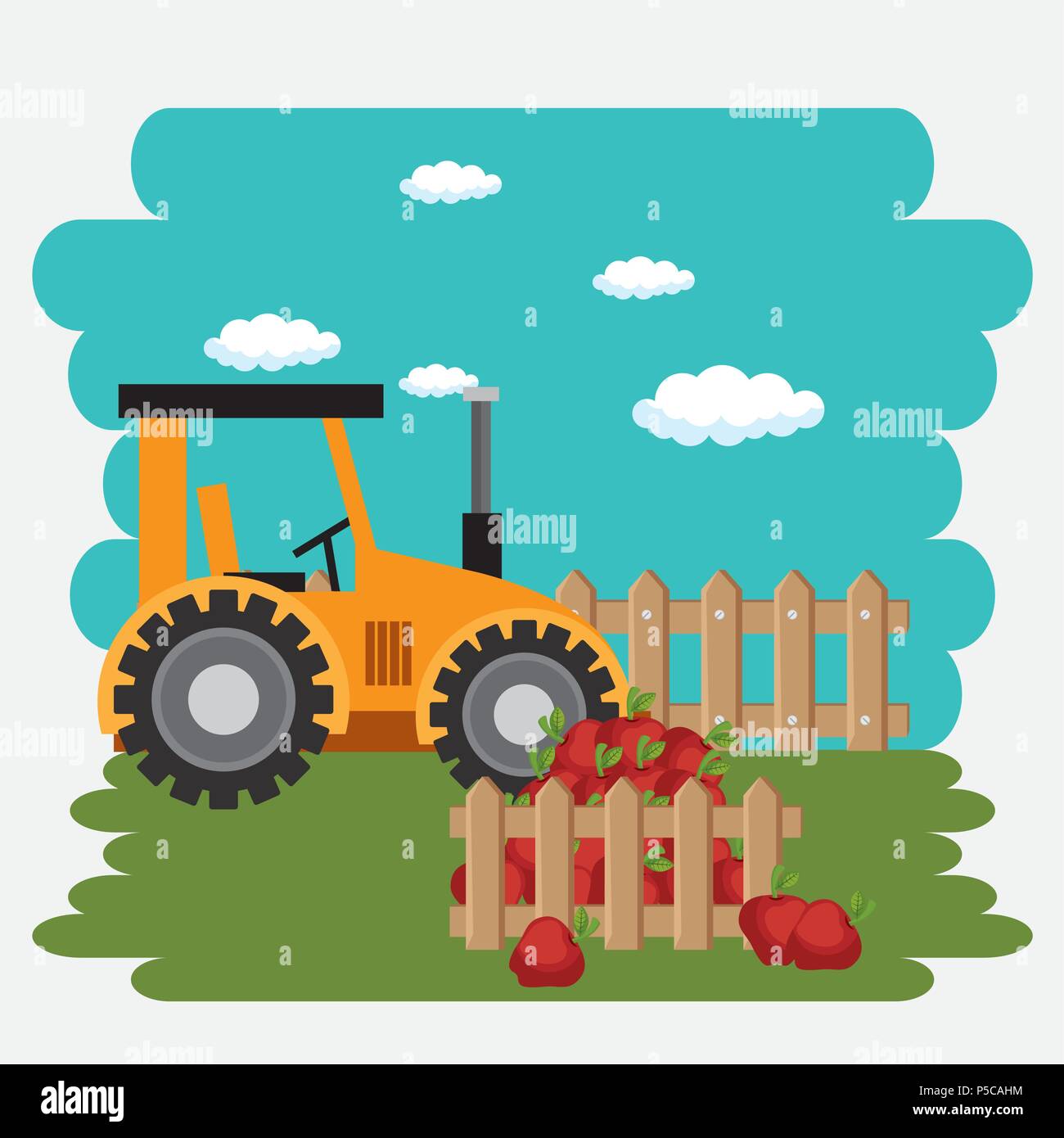 tractor in the farm scene Stock Vector Image & Art - Alamy
