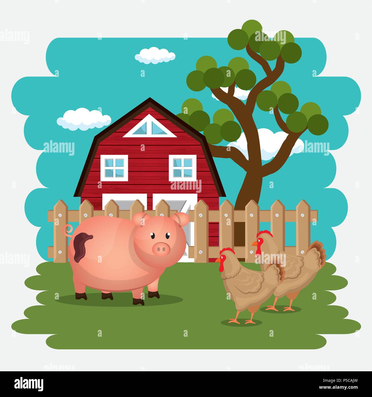 pigs in the farm scene Stock Vector Image & Art - Alamy