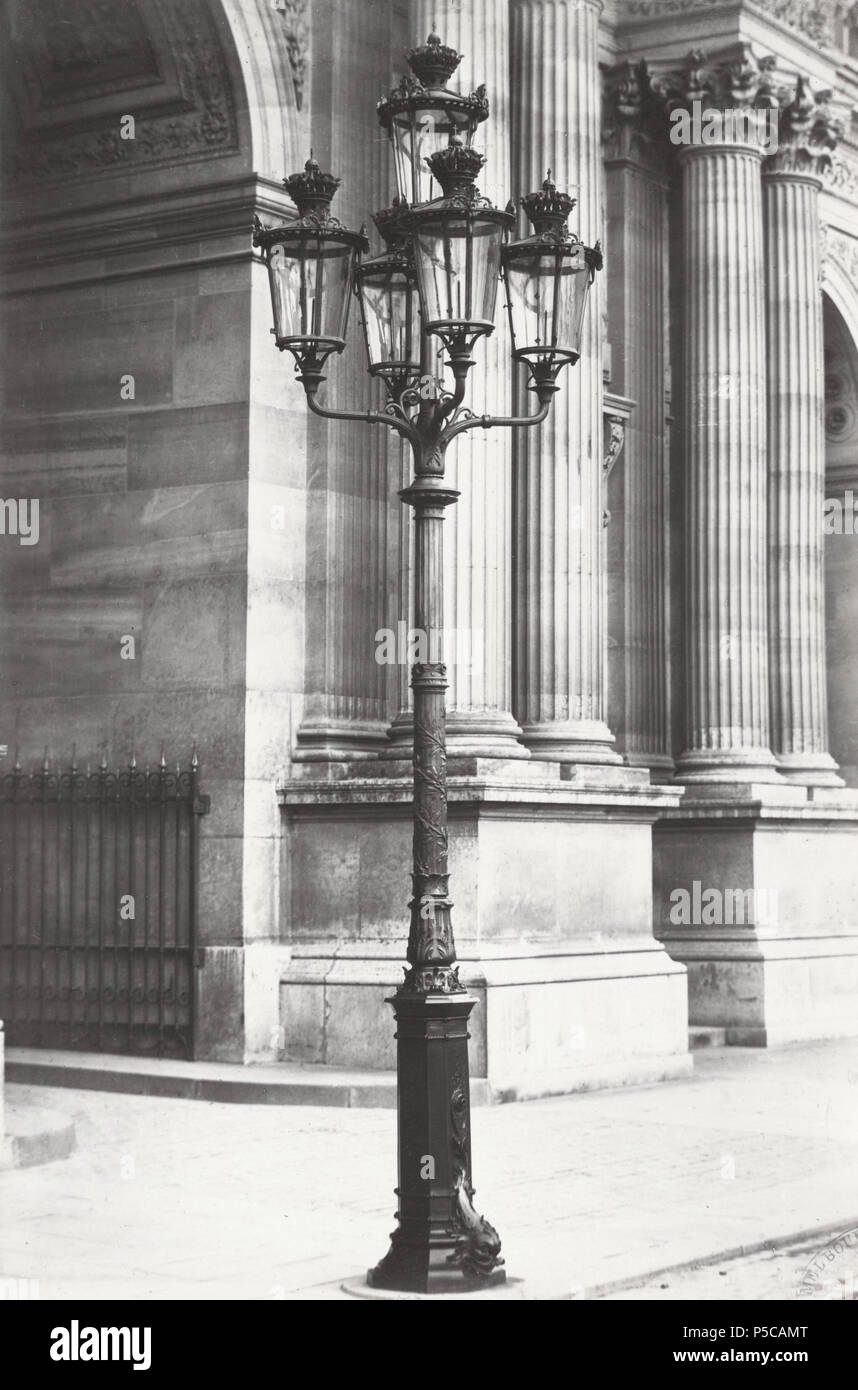 Louvre, (Place du Carrousel). no. 56. English: Wrought iron lamp post ...